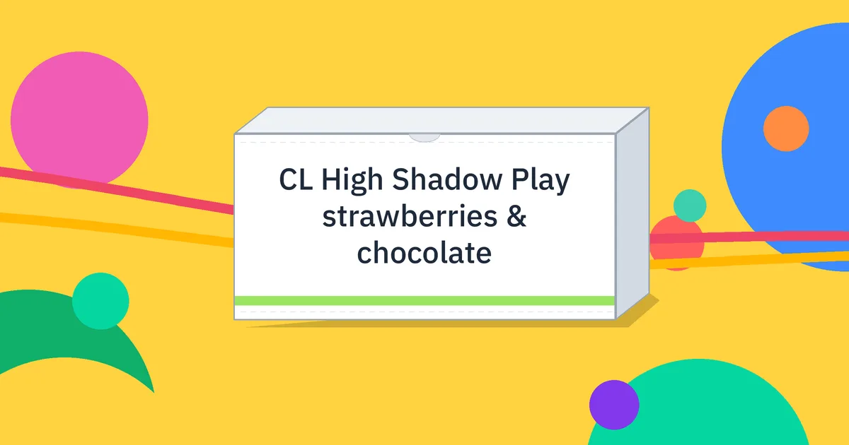 Symbolbild: Packung mit der Aufschrift CL High Shadow Play strawberries & chocolate (PZN 20028733) – Verfügbarkeit und Bezug in Apotheken in Frankfurt am Main