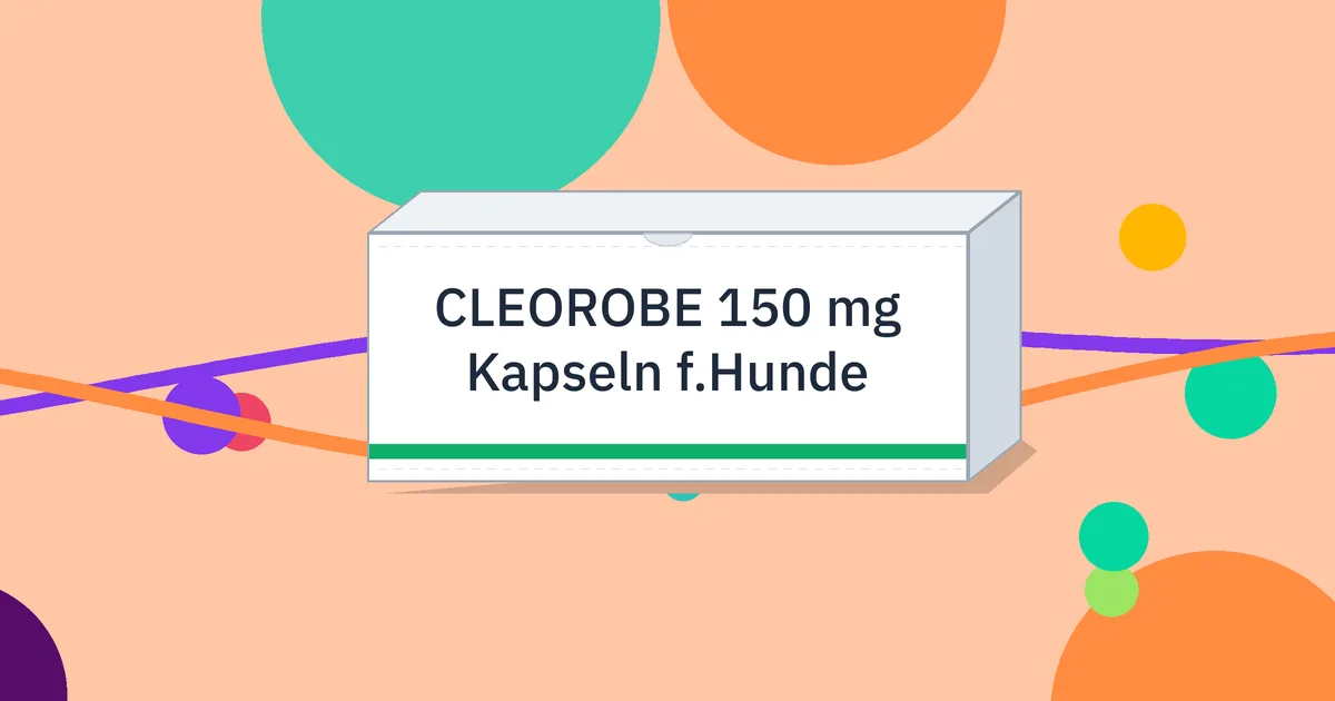 Symbolbild: Packung mit der Aufschrift CLEOROBE 150 mg Kapseln f.Hunde (PZN 01446560) – Verfügbarkeit und Bezug in Apotheken in Frankfurt am Main