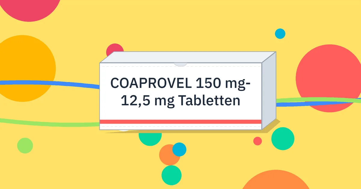 Symbolbild: Packung mit der Aufschrift COAPROVEL 150 mg-12,5 mg Tabletten (PZN 10357275) – Verfügbarkeit und Bezug in Apotheken in Frankfurt am Main