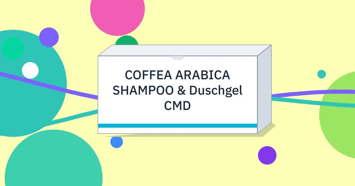 Symbolbild: Packung mit der Aufschrift COFFEA ARABICA SHAMPOO & Duschgel CMD (PZN 16122515) – Verfügbarkeit und Bezug in Apotheken in Frankfurt am Main