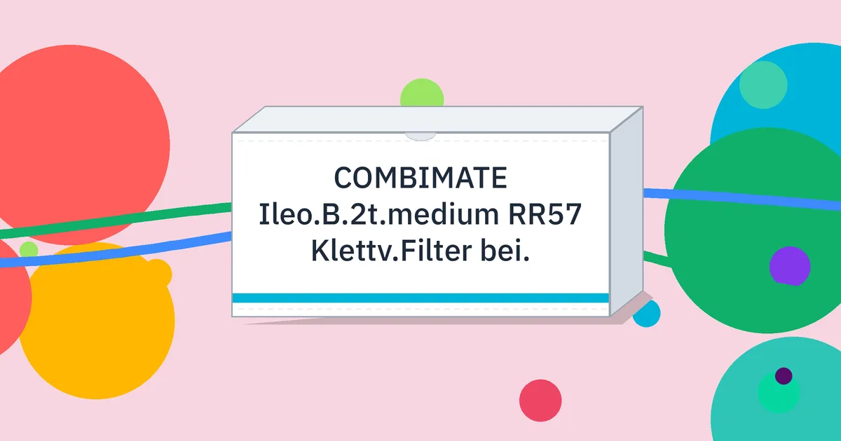 Symbolbild: Packung mit der Aufschrift COMBIMATE Ileo.B.2t.medium RR57 Klettv.Filter bei. (PZN 09175244) – Verfügbarkeit und Bezug in Apotheken in Frankfurt am Main