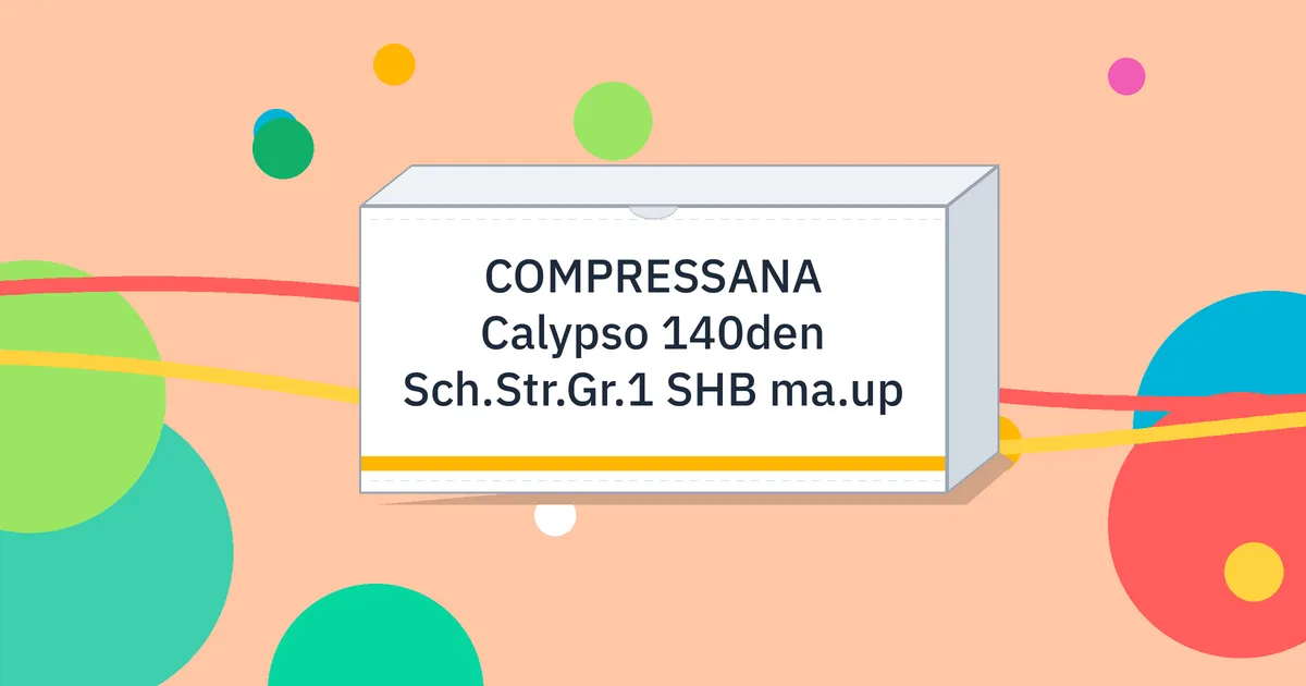 Symbolbild: Packung mit der Aufschrift COMPRESSANA Calypso 140den Sch.Str.Gr.1 SHB ma.up (PZN 05704728) – Verfügbarkeit und Bezug in Apotheken in Frankfurt am Main