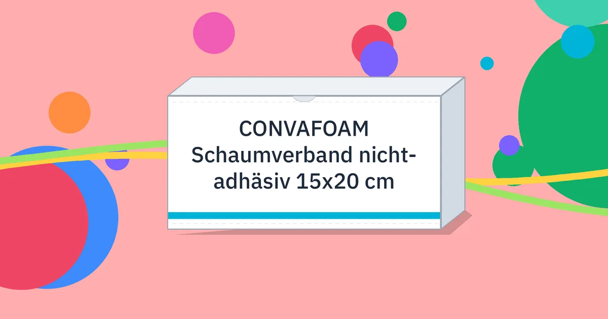 Symbolbild: Packung mit der Aufschrift CONVAFOAM Schaumverband nicht-adhäsiv 15x20 cm (PZN 19883261) – Verfügbarkeit und Bezug in Apotheken in Frankfurt am Main