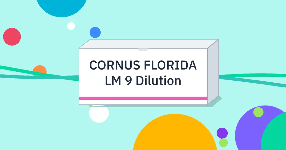 Symbolbild: Packung mit der Aufschrift CORNUS FLORIDA LM 9 Dilution (PZN 13452554) – Verfügbarkeit und Bezug in Apotheken in Frankfurt am Main
