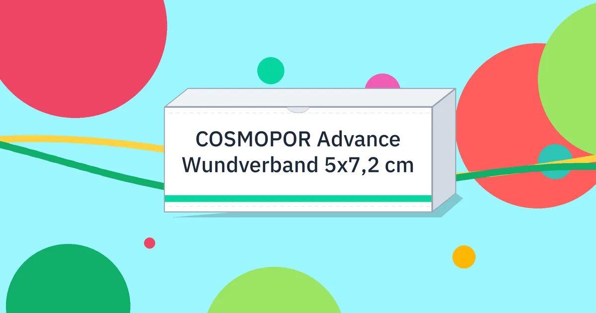 Symbolbild: Packung mit der Aufschrift COSMOPOR Advance Wundverband 5x7,2 cm (PZN 06941577) – Verfügbarkeit und Bezug in Apotheken in Frankfurt am Main