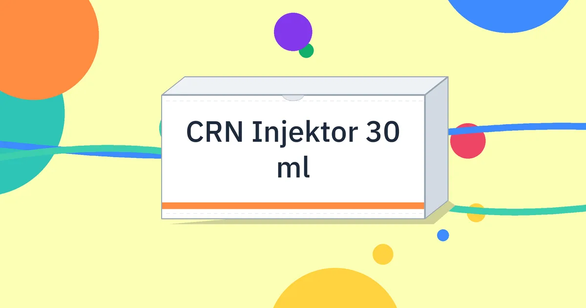 Symbolbild: Packung mit der Aufschrift CRN Injektor 30 ml (PZN 12905433) – Verfügbarkeit und Bezug in Apotheken in Frankfurt am Main