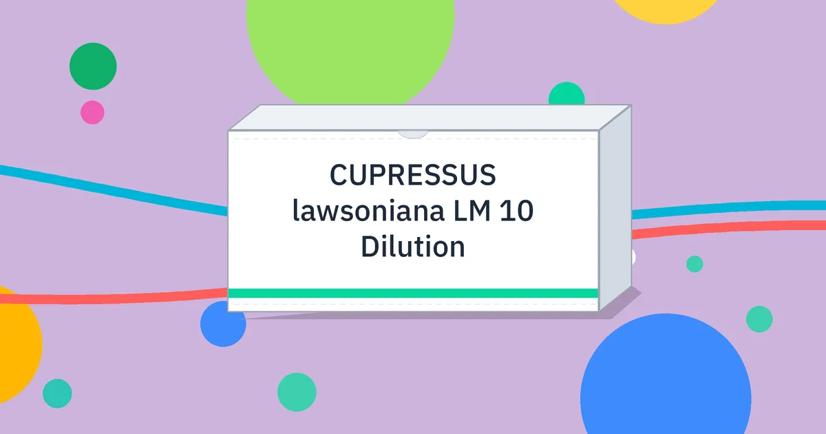 Symbolbild: Packung mit der Aufschrift CUPRESSUS lawsoniana LM 10 Dilution (PZN 13457712) – Verfügbarkeit und Bezug in Apotheken in Frankfurt am Main