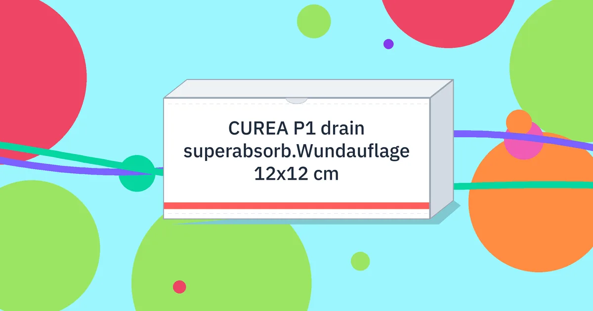Symbolbild: Packung mit der Aufschrift CUREA P1 drain superabsorb.Wundauflage 12x12 cm (PZN 11113902) – Verfügbarkeit und Bezug in Apotheken in Frankfurt am Main