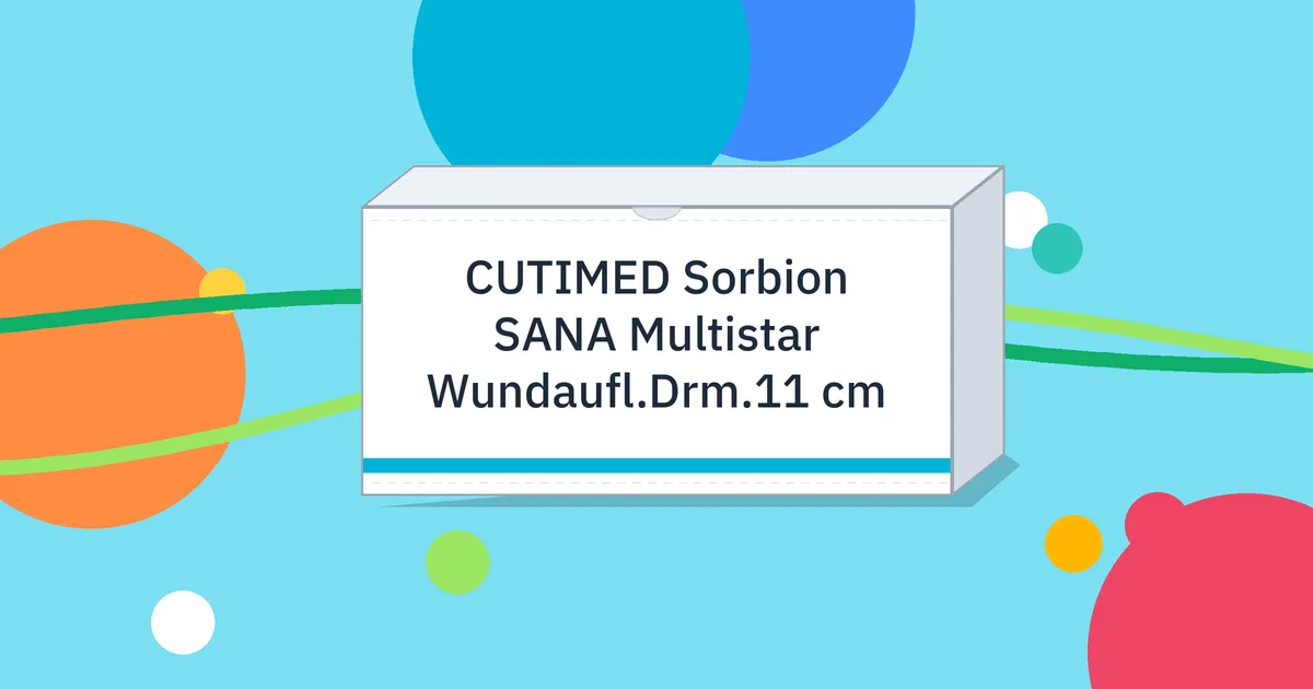 Symbolbild: Packung mit der Aufschrift CUTIMED Sorbion SANA Multistar Wundaufl.Drm.11 cm (PZN 11361801) – Verfügbarkeit und Bezug in Apotheken in Frankfurt am Main