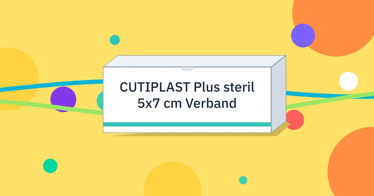 Symbolbild: Packung mit der Aufschrift CUTIPLAST Plus steril 5x7 cm Verband (PZN 20543719) – Verfügbarkeit und Bezug in Apotheken in Frankfurt am Main