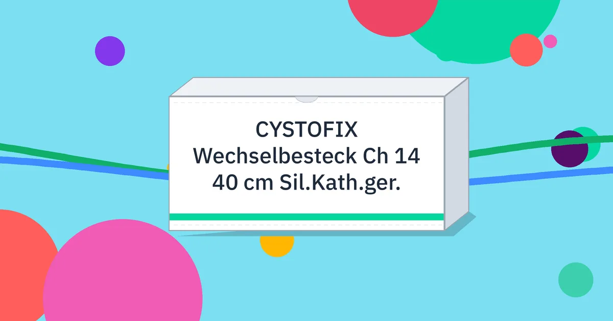 Symbolbild: Packung mit der Aufschrift CYSTOFIX Wechselbesteck Ch 14 40 cm Sil.Kath.ger. (PZN 11156372) – Verfügbarkeit und Bezug in Apotheken in Frankfurt am Main