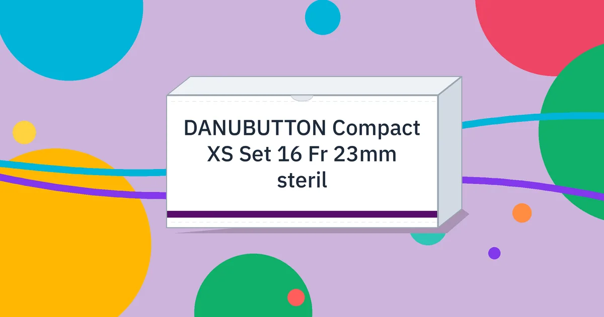Symbolbild: Packung mit der Aufschrift DANUBUTTON Compact XS Set 16 Fr 23mm steril (PZN 19852846) – Verfügbarkeit und Bezug in Apotheken in Frankfurt am Main