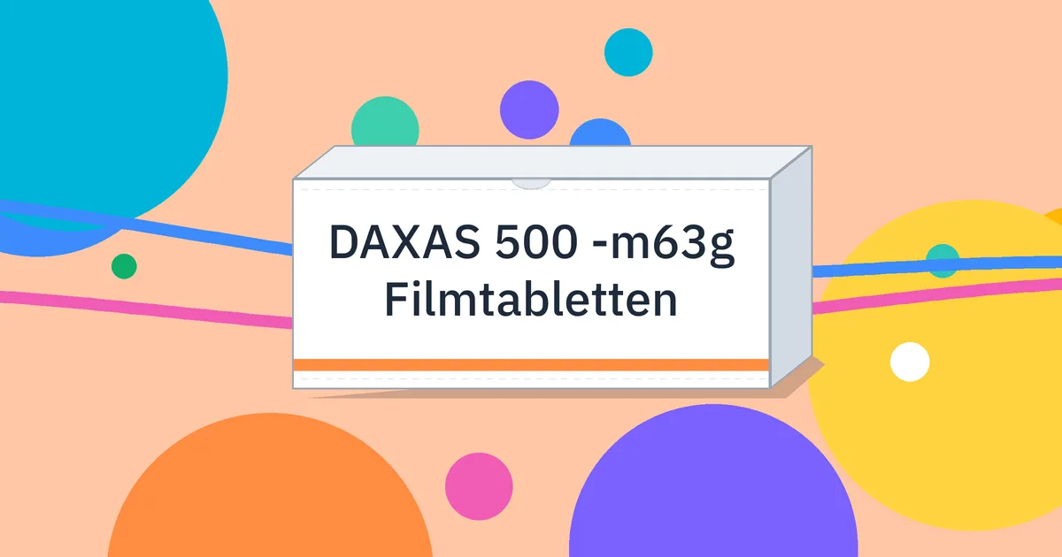 Symbolbild: Packung mit der Aufschrift DAXAS 500 -m63g Filmtabletten (PZN 02791081) – Verfügbarkeit und Bezug in Apotheken in Frankfurt am Main