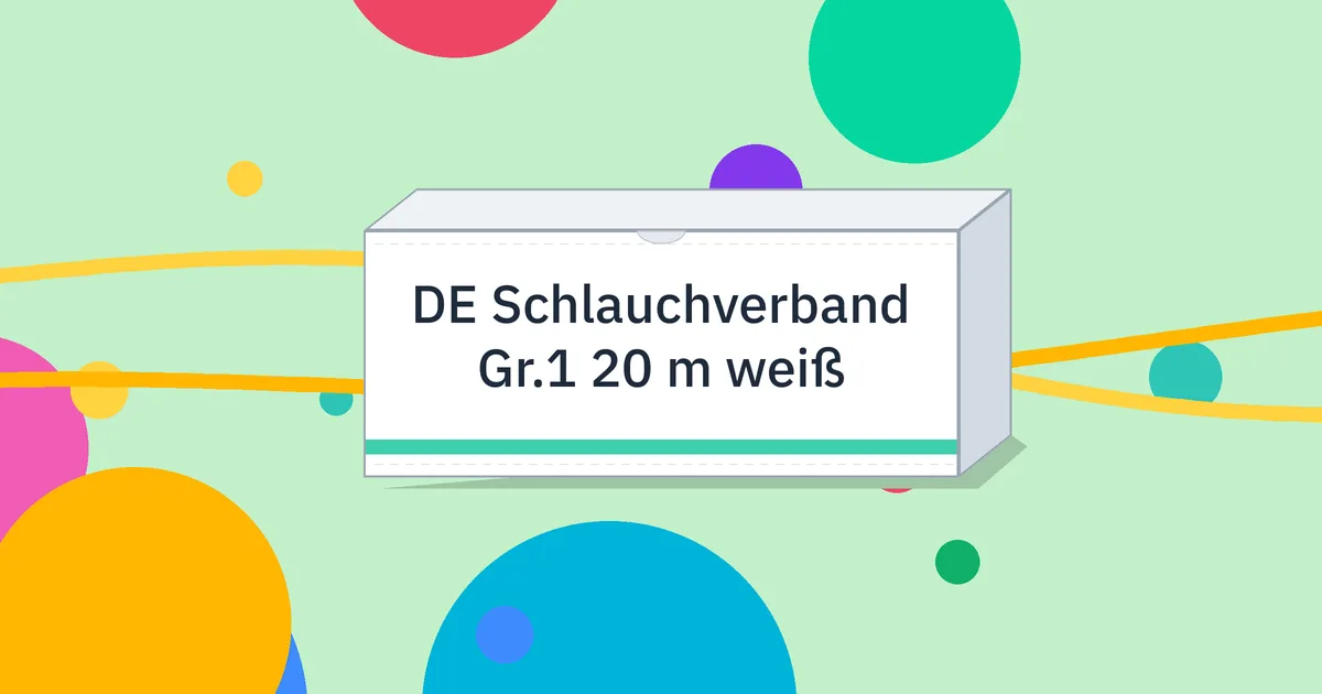 Symbolbild: Packung mit der Aufschrift DE Schlauchverband Gr.1 20 m weiß (PZN 05965558) – Verfügbarkeit und Bezug in Apotheken in Frankfurt am Main