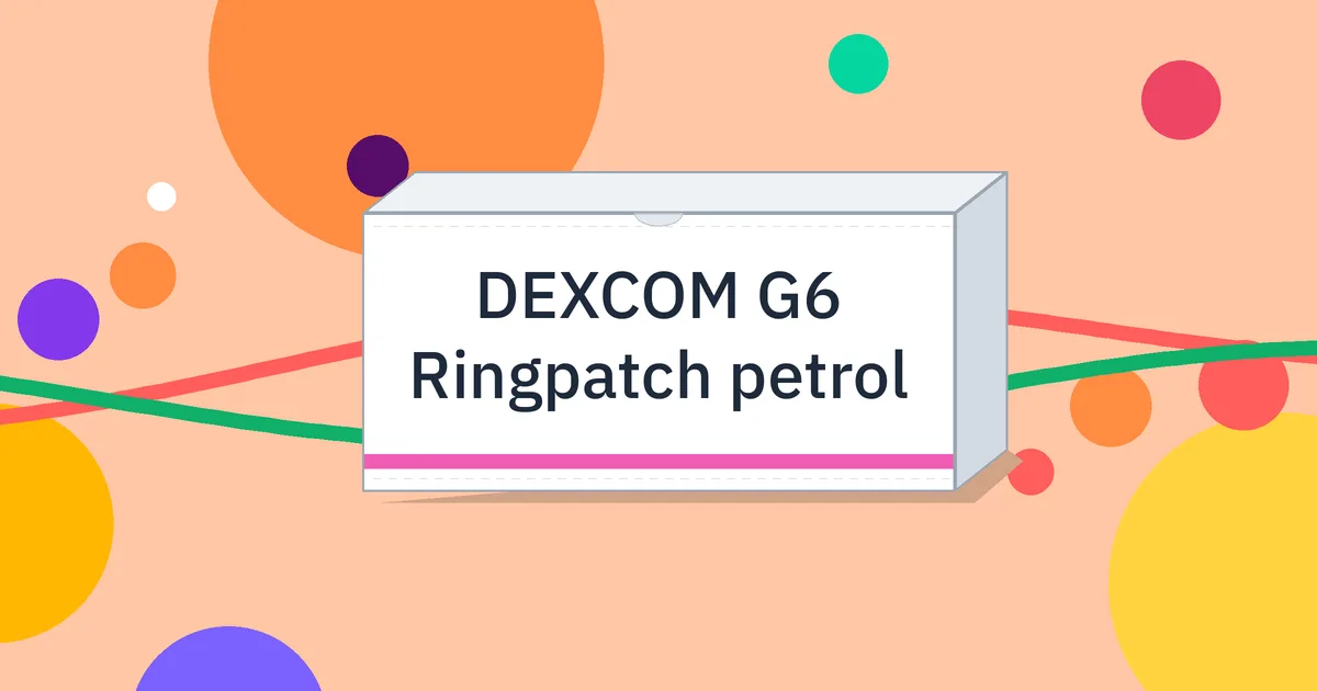 Symbolbild: Packung mit der Aufschrift DEXCOM G6 Ringpatch petrol (PZN 19864855) – Verfügbarkeit und Bezug in Apotheken in Frankfurt am Main