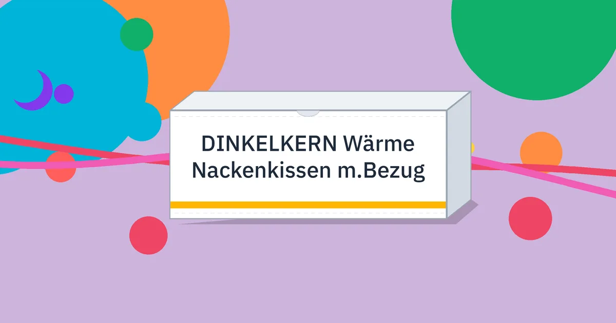Symbolbild: Packung mit der Aufschrift DINKELKERN Wärme Nackenkissen m.Bezug (PZN 06079184) – Verfügbarkeit und Bezug in Apotheken in Frankfurt am Main