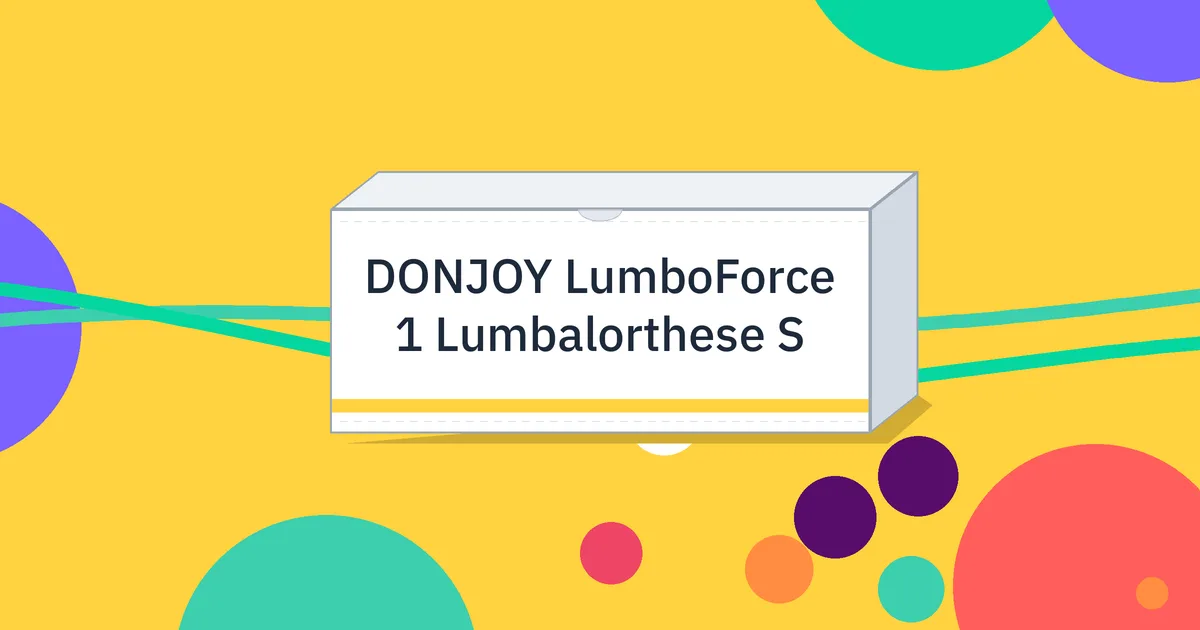 Symbolbild: Packung mit der Aufschrift DONJOY LumboForce 1 Lumbalorthese S (PZN 19377753) – Verfügbarkeit und Bezug in Apotheken in Frankfurt am Main