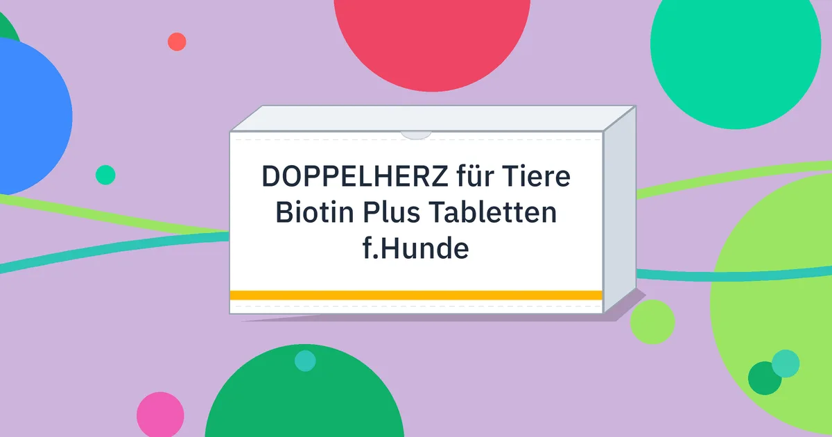 Symbolbild: Packung mit der Aufschrift DOPPELHERZ für Tiere Biotin Plus Tabletten f.Hunde (PZN 19495659) – Verfügbarkeit und Bezug in Apotheken in Frankfurt am Main