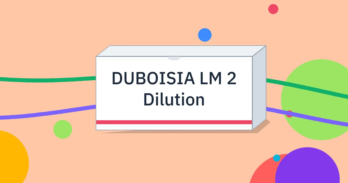 Symbolbild: Packung mit der Aufschrift DUBOISIA LM 2 Dilution (PZN 13466906) – Verfügbarkeit und Bezug in Apotheken in Frankfurt am Main
