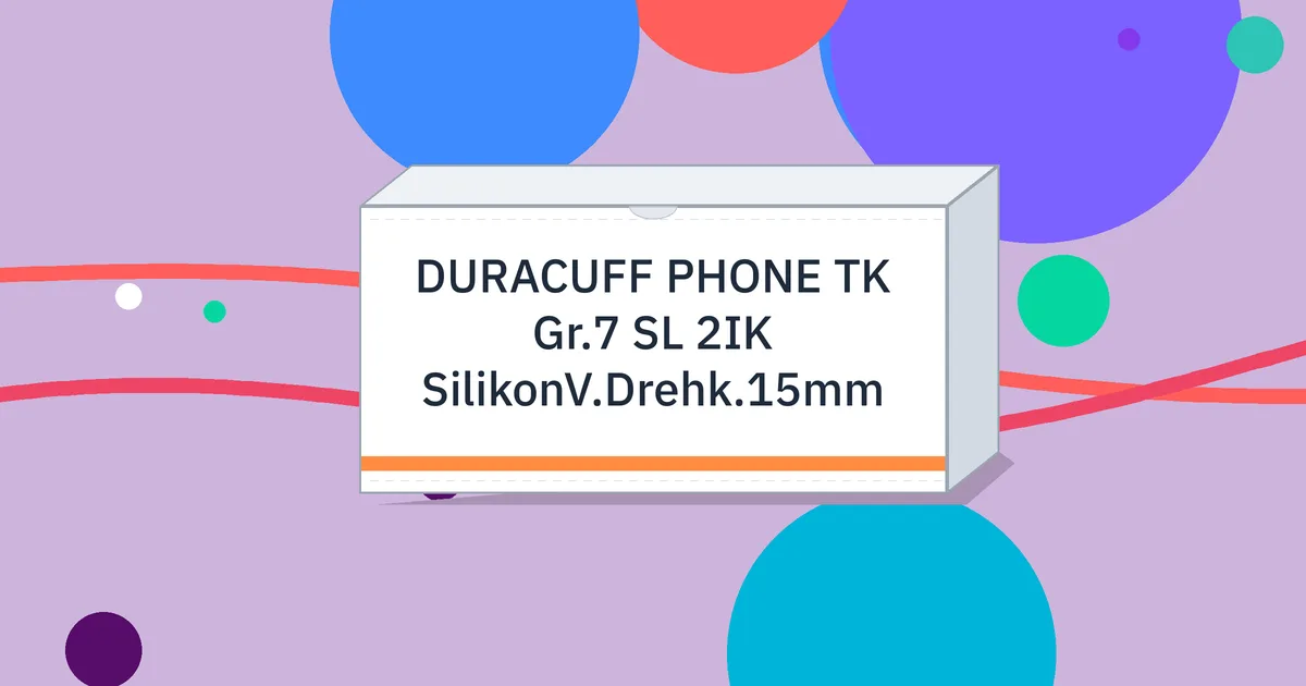 Symbolbild: Packung mit der Aufschrift DURACUFF PHONE TK Gr.7 SL 2IK SilikonV.Drehk.15mm (PZN 04958645) – Verfügbarkeit und Bezug in Apotheken in Frankfurt am Main