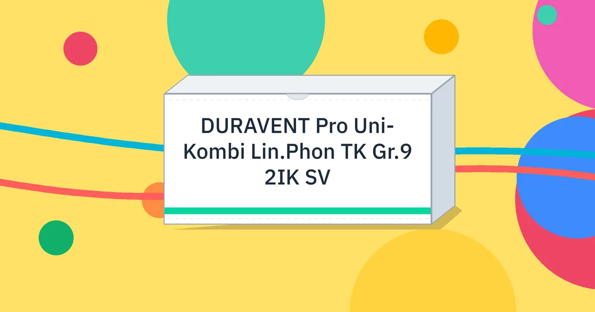 Symbolbild: Packung mit der Aufschrift DURAVENT Pro Uni-Kombi Lin.Phon TK Gr.9 2IK SV (PZN 19246459) – Verfügbarkeit und Bezug in Apotheken in Frankfurt am Main