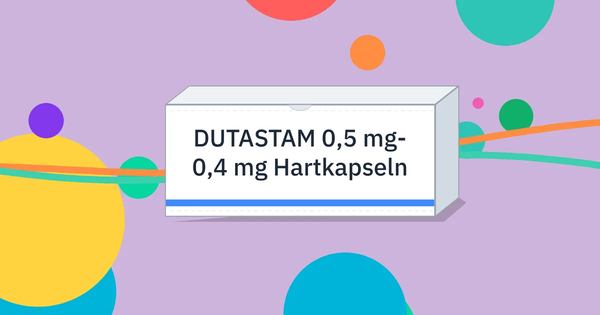 Symbolbild: Packung mit der Aufschrift DUTASTAM 0,5 mg-0,4 mg Hartkapseln (PZN 16206005) – Verfügbarkeit und Bezug in Apotheken in Frankfurt am Main