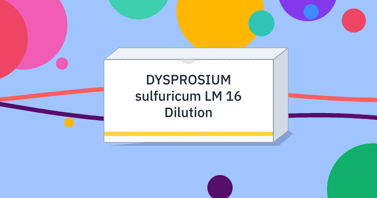 Symbolbild: Packung mit der Aufschrift DYSPROSIUM sulfuricum LM 16 Dilution (PZN 13467998) – Verfügbarkeit und Bezug in Apotheken in Frankfurt am Main