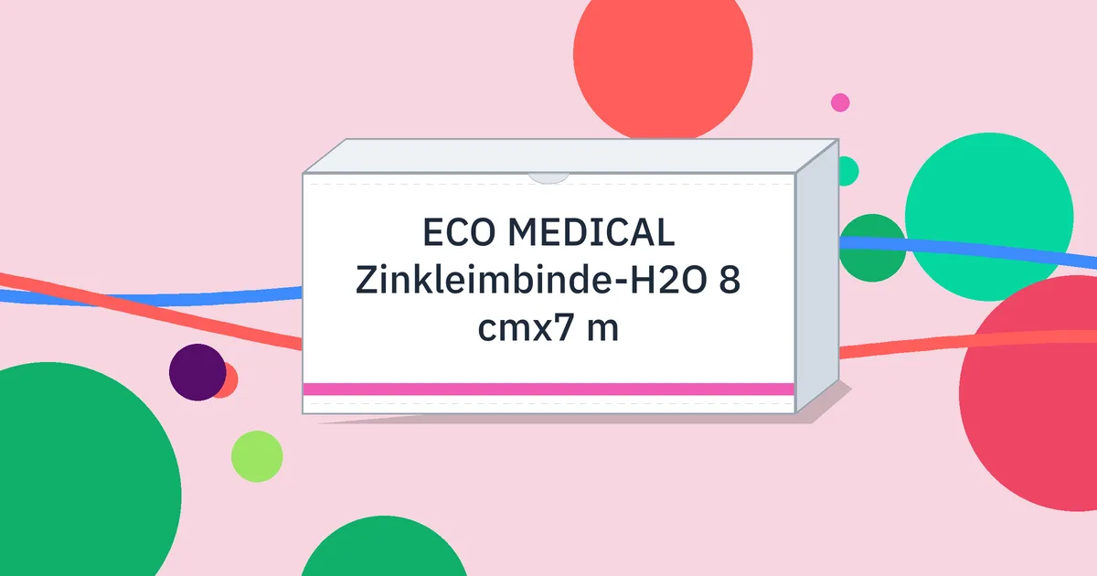 Symbolbild: Packung mit der Aufschrift ECO MEDICAL Zinkleimbinde-H2O 8 cmx7 m (PZN 20090933) – Verfügbarkeit und Bezug in Apotheken in Frankfurt am Main