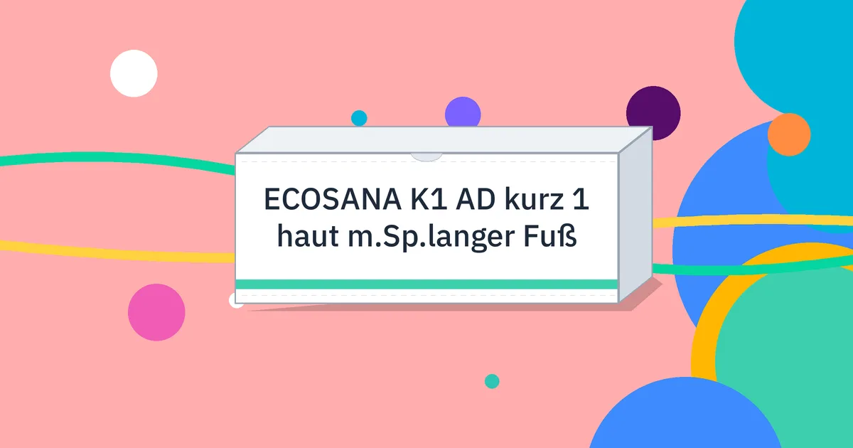 Symbolbild: Packung mit der Aufschrift ECOSANA K1 AD kurz 1 haut m.Sp.langer Fuß (PZN 04724367) – Verfügbarkeit und Bezug in Apotheken in Frankfurt am Main