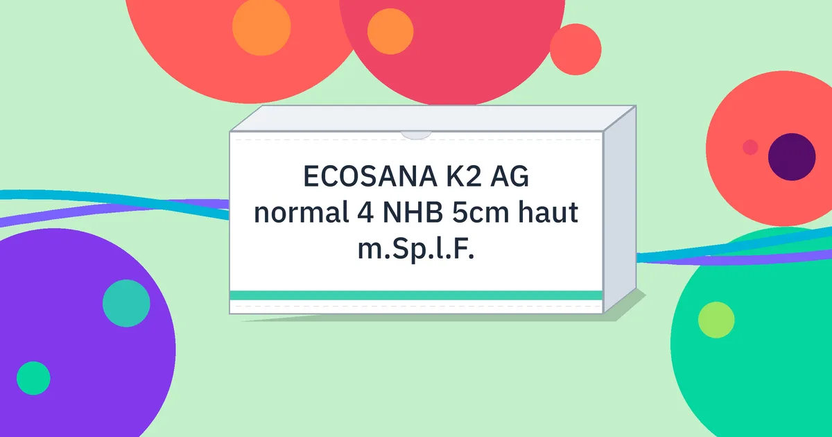 Symbolbild: Packung mit der Aufschrift ECOSANA K2 AG normal 4 NHB 5cm haut m.Sp.l.F. (PZN 10956745) – Verfügbarkeit und Bezug in Apotheken in Frankfurt am Main