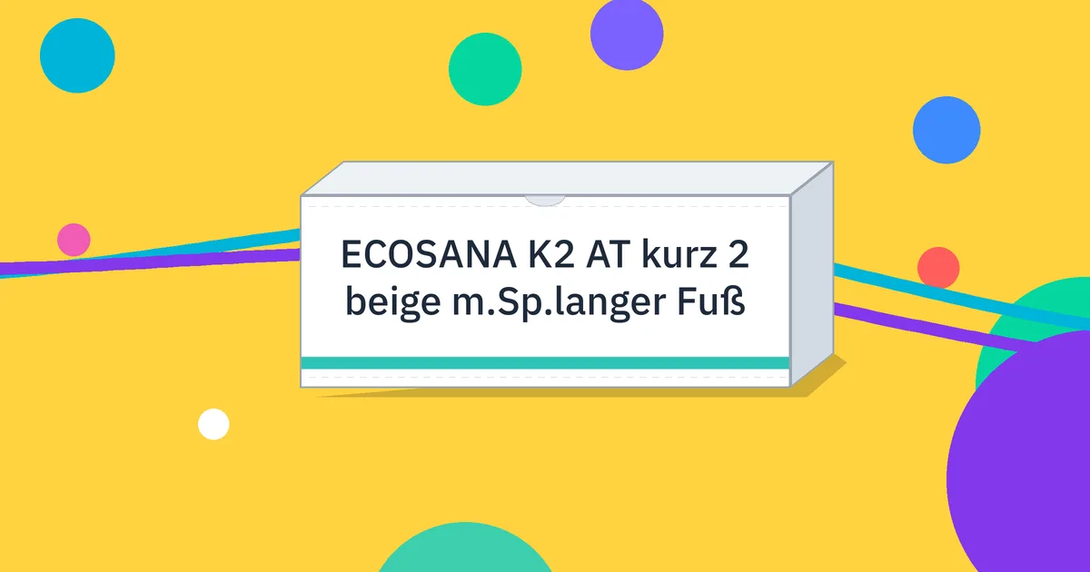 Symbolbild: Packung mit der Aufschrift ECOSANA K2 AT kurz 2 beige m.Sp.langer Fuß (PZN 10954338) – Verfügbarkeit und Bezug in Apotheken in Frankfurt am Main