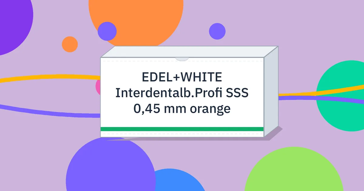 Symbolbild: Packung mit der Aufschrift EDEL+WHITE Interdentalb.Profi SSS 0,45 mm orange (PZN 13911878) – Verfügbarkeit und Bezug in Apotheken in Frankfurt am Main
