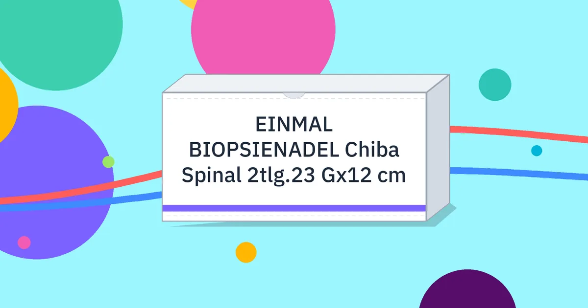 Symbolbild: Packung mit der Aufschrift EINMAL BIOPSIENADEL Chiba Spinal 2tlg.23 Gx12 cm (PZN 09101748) – Verfügbarkeit und Bezug in Apotheken in Frankfurt am Main