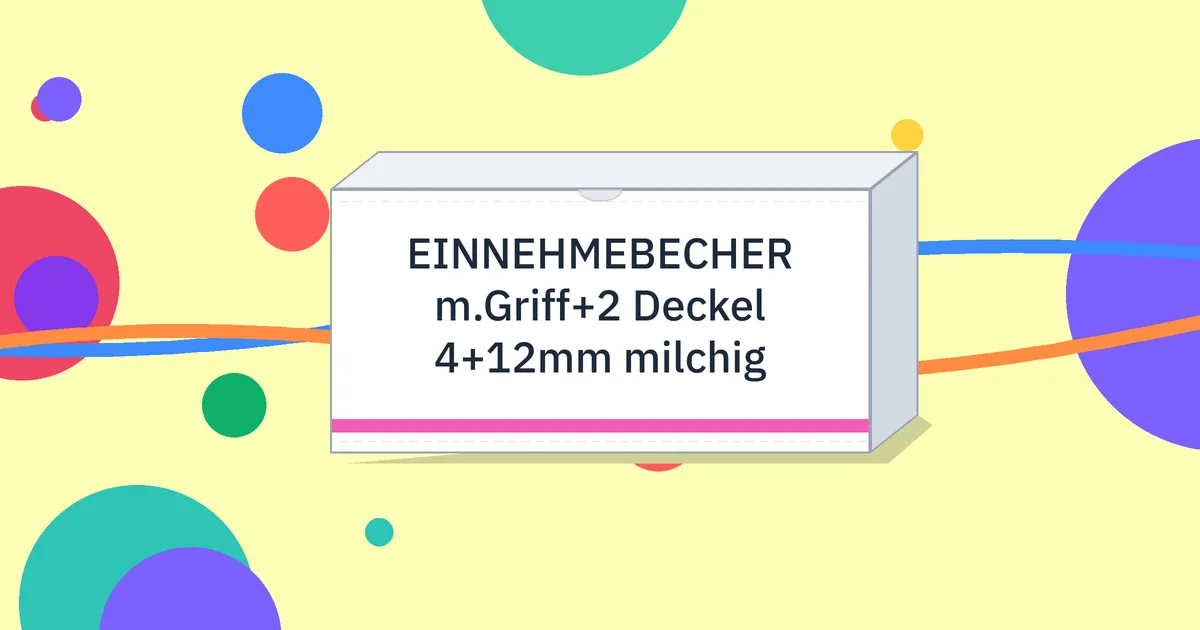 Symbolbild: Packung mit der Aufschrift EINNEHMEBECHER m.Griff+2 Deckel 4+12mm milchig (PZN 00176093) – Verfügbarkeit und Bezug in Apotheken in Frankfurt am Main