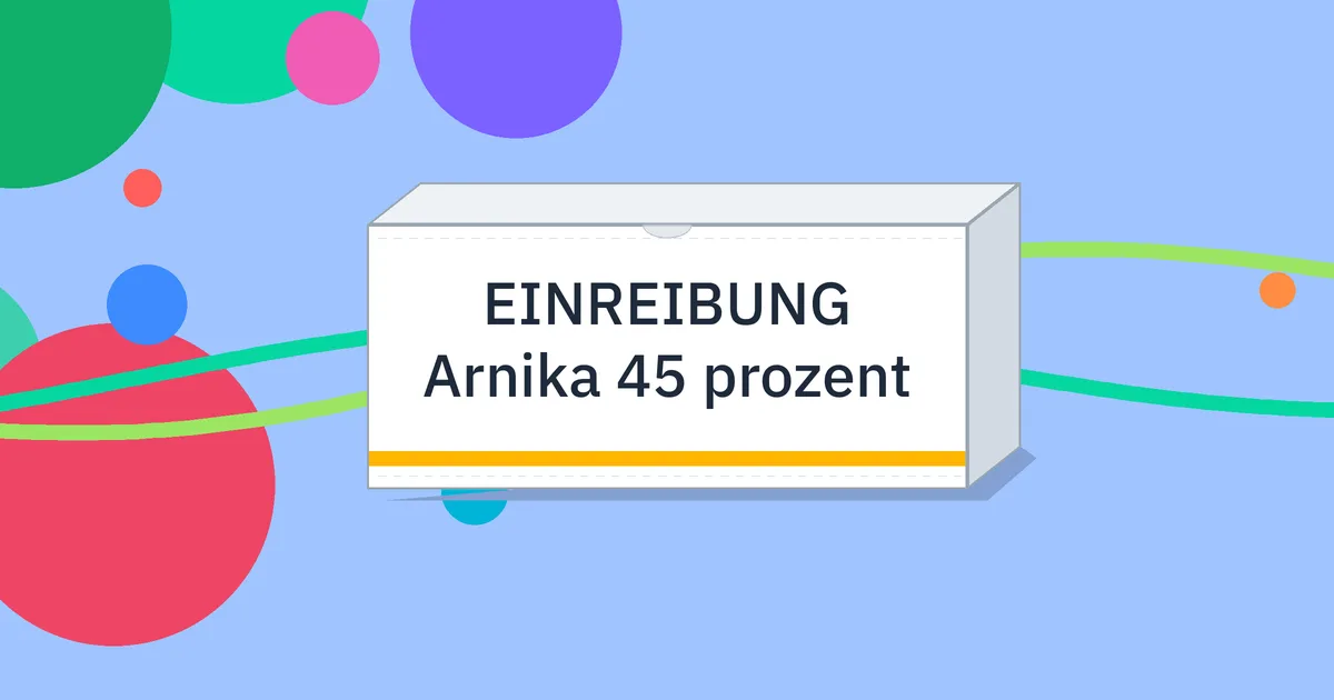 Symbolbild: Packung mit der Aufschrift EINREIBUNG Arnika 45 prozent (PZN 06442064) – Verfügbarkeit und Bezug in Apotheken in Frankfurt am Main