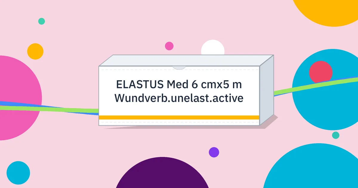 Symbolbild: Packung mit der Aufschrift ELASTUS Med 6 cmx5 m Wundverb.unelast.active (PZN 01312368) – Verfügbarkeit und Bezug in Apotheken in Frankfurt am Main
