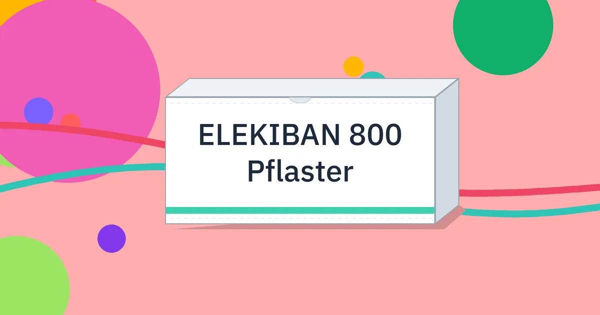 Symbolbild: Packung mit der Aufschrift ELEKIBAN 800 Pflaster (PZN 01672233) – Verfügbarkeit und Bezug in Apotheken in Frankfurt am Main