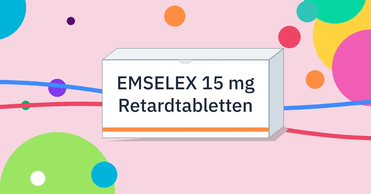 Symbolbild: Packung mit der Aufschrift EMSELEX 15 mg Retardtabletten (PZN 01754994) – Verfügbarkeit und Bezug in Apotheken in Frankfurt am Main