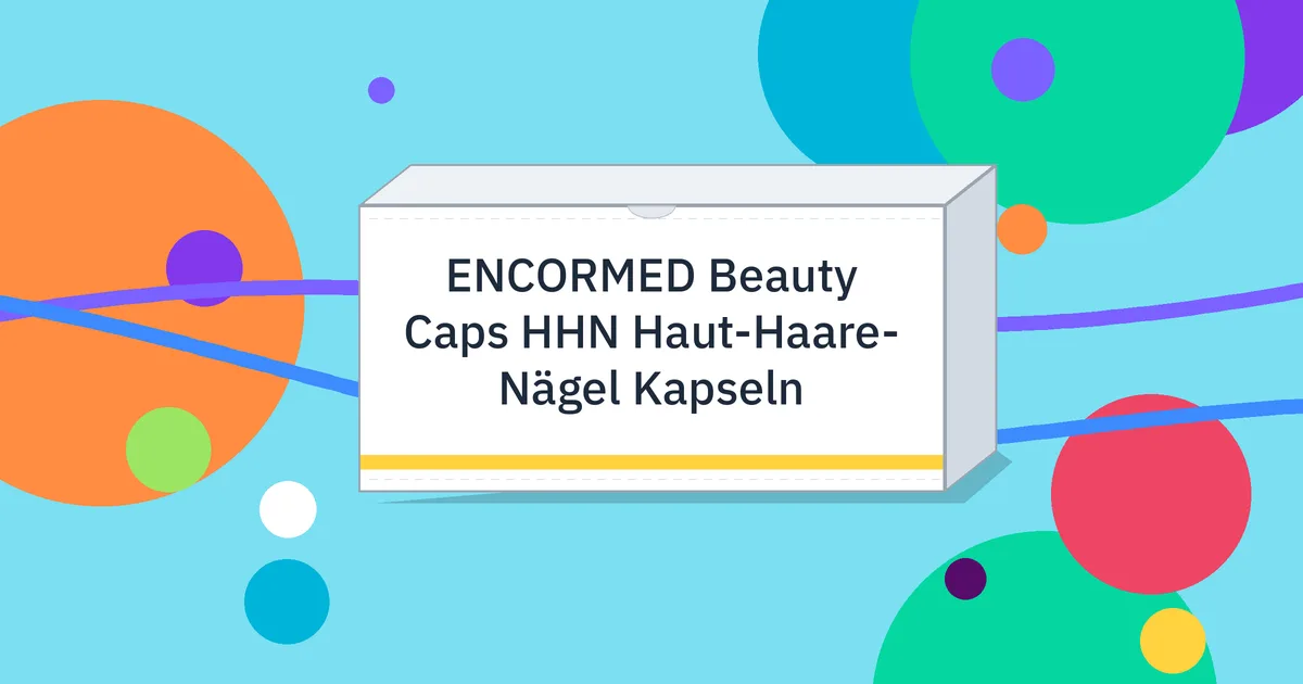 Symbolbild: Packung mit der Aufschrift ENCORMED Beauty Caps HHN Haut-Haare-Nägel Kapseln (PZN 11858401) – Verfügbarkeit und Bezug in Apotheken in Frankfurt am Main