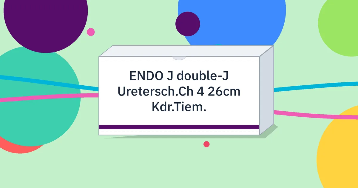 Symbolbild: Packung mit der Aufschrift ENDO J double-J Uretersch.Ch 4 26cm Kdr.Tiem. (PZN 00438512) – Verfügbarkeit und Bezug in Apotheken in Frankfurt am Main