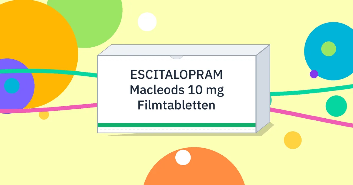 Symbolbild: Packung mit der Aufschrift ESCITALOPRAM Macleods 10 mg Filmtabletten (PZN 18275430) – Verfügbarkeit und Bezug in Apotheken in Frankfurt am Main