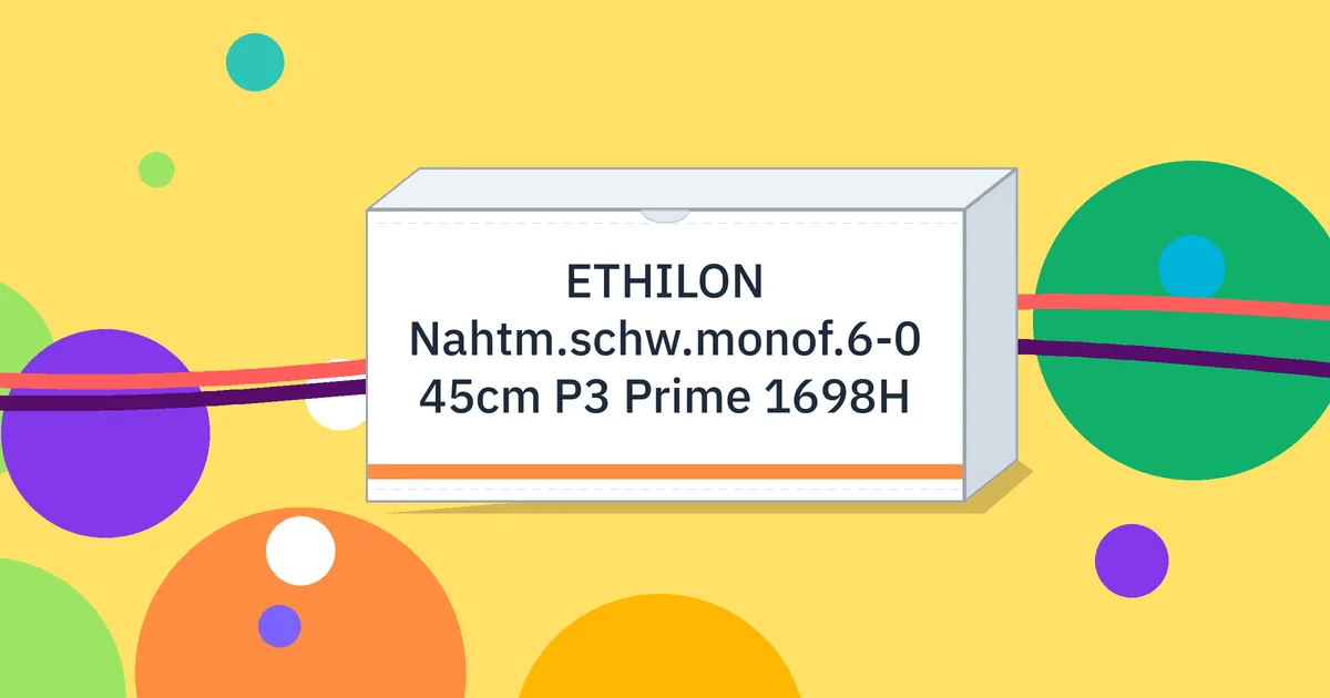 Symbolbild: Packung mit der Aufschrift ETHILON Nahtm.schw.monof.6-0 45cm P3 Prime 1698H (PZN 16251804) – Verfügbarkeit und Bezug in Apotheken in Frankfurt am Main