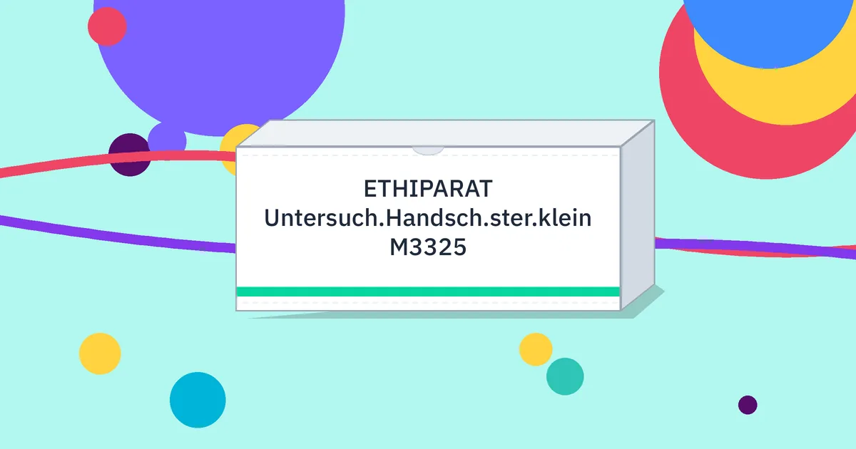 Symbolbild: Packung mit der Aufschrift ETHIPARAT Untersuch.Handsch.ster.klein M3325 (PZN 01230966) – Verfügbarkeit und Bezug in Apotheken in Frankfurt am Main