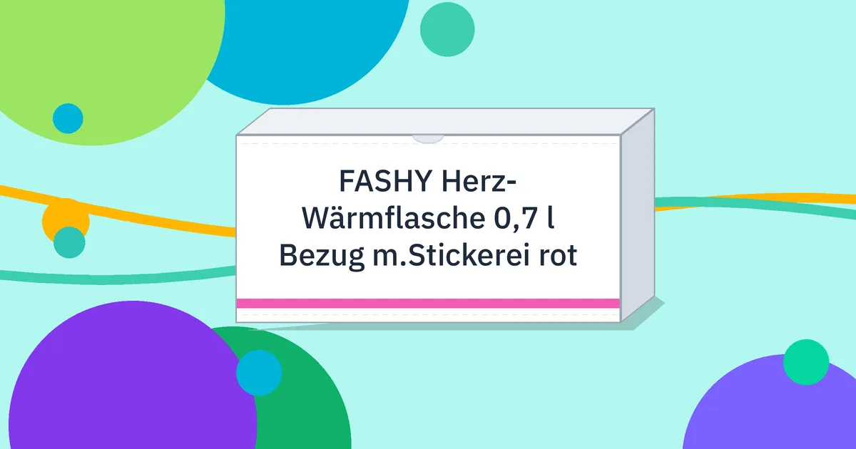 Symbolbild: Packung mit der Aufschrift FASHY Herz-Wärmflasche 0,7 l Bezug m.Stickerei rot (PZN 17246389) – Verfügbarkeit und Bezug in Apotheken in Frankfurt am Main