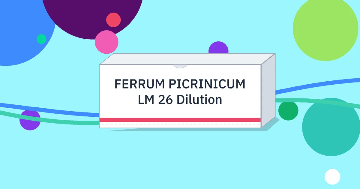Symbolbild: Packung mit der Aufschrift FERRUM PICRINICUM LM 26 Dilution (PZN 12852725) – Verfügbarkeit und Bezug in Apotheken in Frankfurt am Main