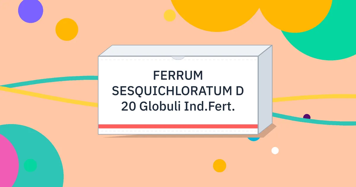 Symbolbild: Packung mit der Aufschrift FERRUM SESQUICHLORATUM D 20 Globuli Ind.Fert. (PZN 17697778) – Verfügbarkeit und Bezug in Apotheken in Frankfurt am Main