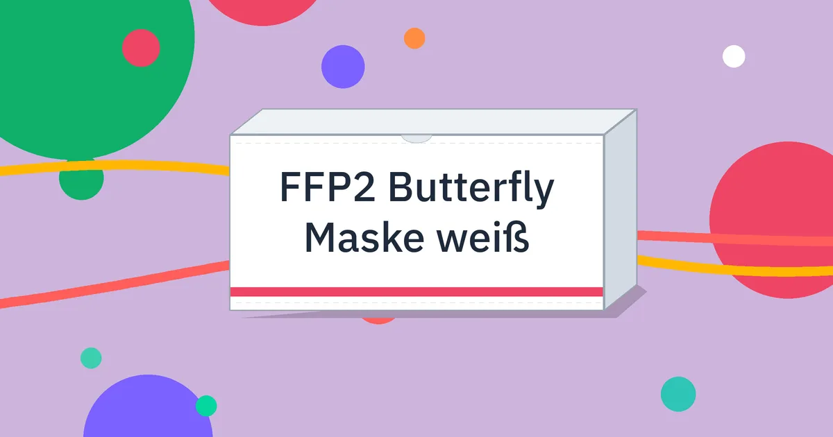 Symbolbild: Packung mit der Aufschrift FFP2 Butterfly Maske weiß (PZN 17435541) – Verfügbarkeit und Bezug in Apotheken in Frankfurt am Main
