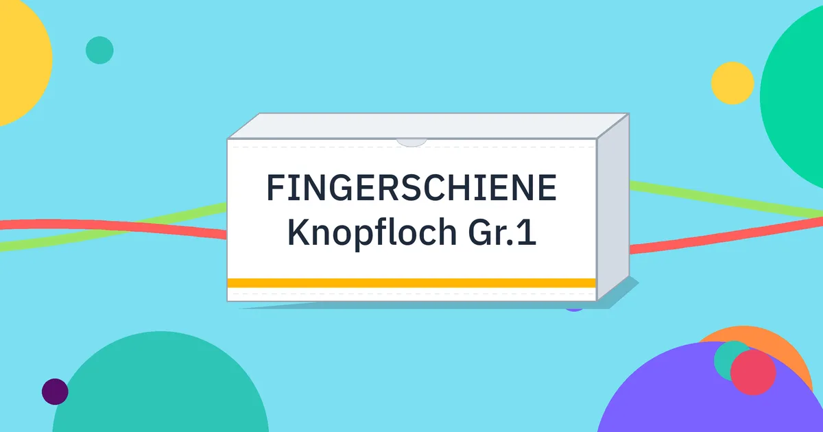 Symbolbild: Packung mit der Aufschrift FINGERSCHIENE Knopfloch Gr.1 (PZN 00638435) – Verfügbarkeit und Bezug in Apotheken in Frankfurt am Main