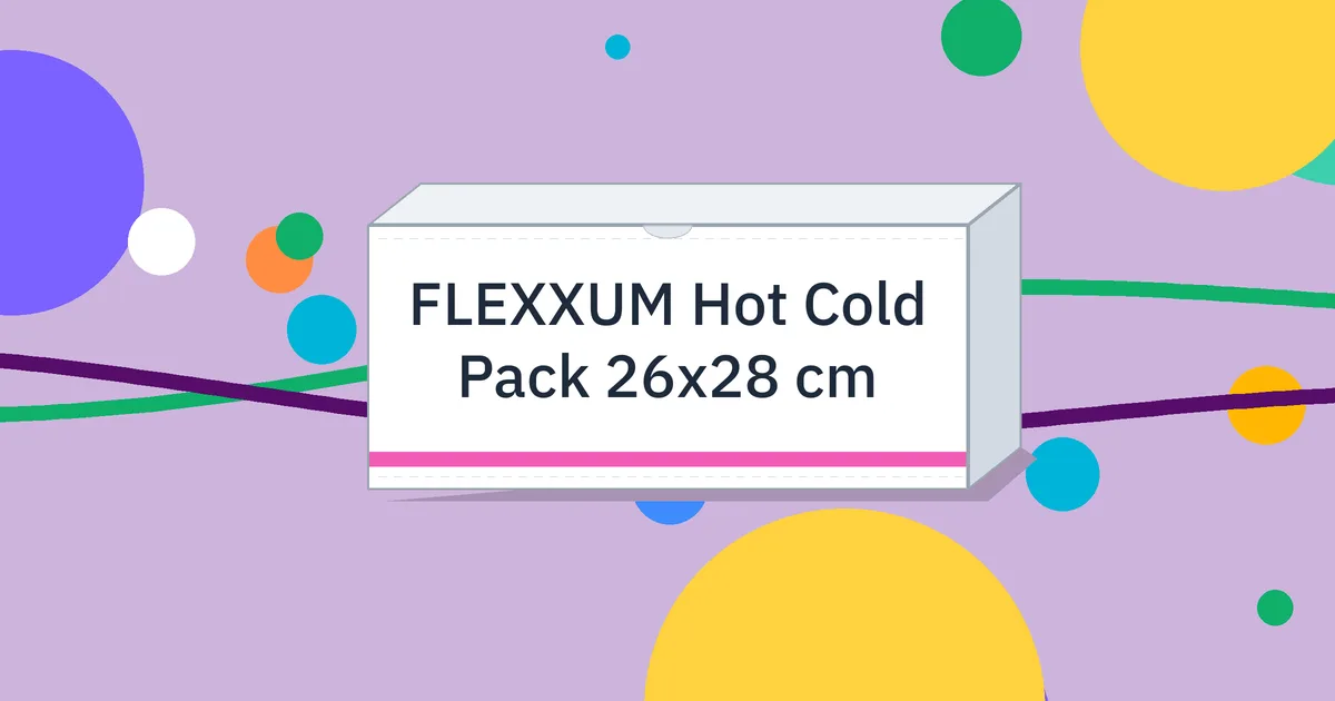 Symbolbild: Packung mit der Aufschrift FLEXXUM Hot Cold Pack 26x28 cm (PZN 04342039) – Verfügbarkeit und Bezug in Apotheken in Frankfurt am Main