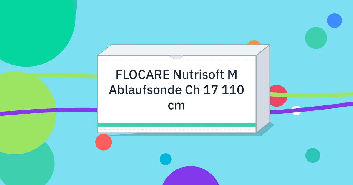 Symbolbild: Packung mit der Aufschrift FLOCARE Nutrisoft M Ablaufsonde Ch 17 110 cm (PZN 18827148) – Verfügbarkeit und Bezug in Apotheken in Frankfurt am Main